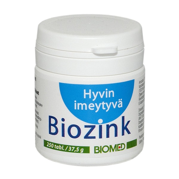 Biozink 250 tabl - Biomed - Fiksuapteekki.fi